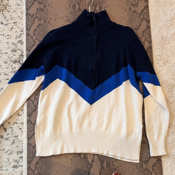 Lou & Grey | Sweaters | Lou Grey Navy And Cream Chevron Turtleneck ...